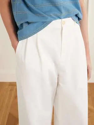 JIL SANDER Pleated Cotton-twill Wide-leg Pants