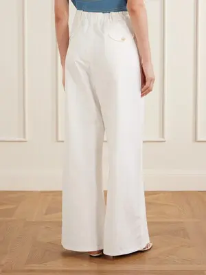 JIL SANDER Pleated Cotton-twill Wide-leg Pants