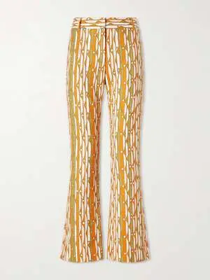 La DoubleJ Printed Stretch-cotton Mid-rise Flared Pants