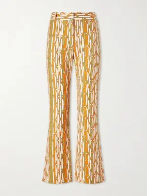 La DoubleJ Printed Stretch-cotton Mid-rise Flared Pants