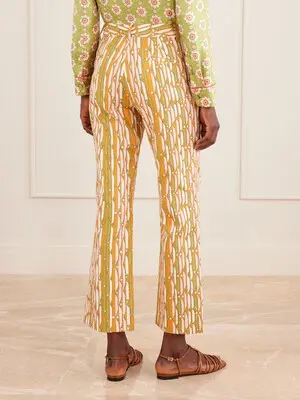 La DoubleJ Printed Stretch-cotton Mid-rise Flared Pants