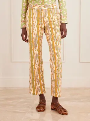 La DoubleJ Printed Stretch-cotton Mid-rise Flared Pants