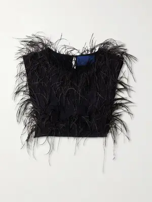 Sharon Wauchob Cato Feather-trimmed Silk Tank - Black