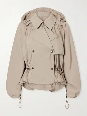 Burberry Cropped Shell Jacket With Drawstring Detailing - Neutrals