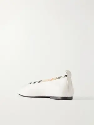 Burberry Checked Trim Leather Ballet Flats - Neutrals
