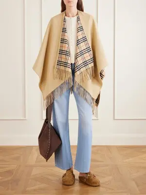 Burberry Fringed Wool Cape