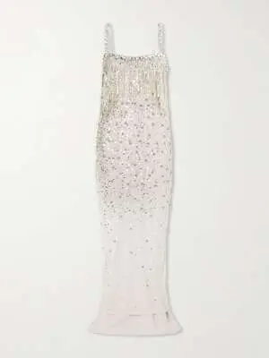 Jenny Packham Iris Embellished Cape-effect Georgette Gown