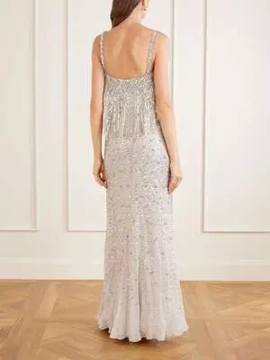 Jenny Packham Iris Embellished Cape-effect Georgette Gown