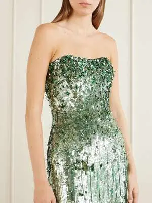 Jenny Packham Kimi Frayed Sequined Tulle Gown