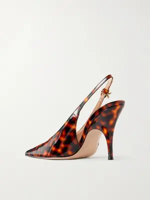 GIANVITO ROSSI Sofia Sling 95 Animal-printed Patent Leather Pumps - Tortoiseshell