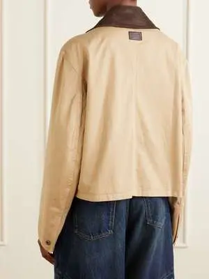 Loewe Cropped Belted Corduroy-trimmed Cotton Jacket