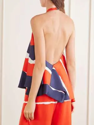 Loewe Striped Asymmetric Silk-twill Blouse