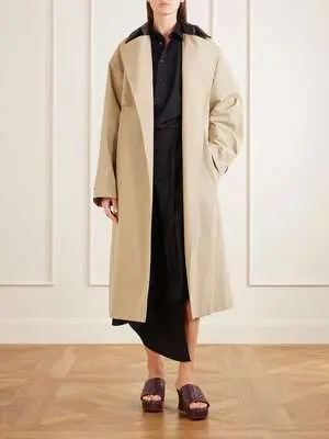 Bottega Veneta Belted Leather-trimmed Cotton Trench Coat