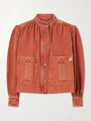 Chloé Logo-appliquéd Garment-dyed Denim Jacket - Brown