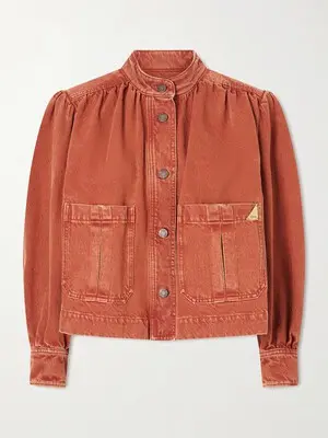 Chloé Logo-appliquéd Garment-dyed Denim Jacket - Brown