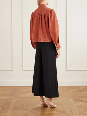 Chloé Logo-appliquéd Garment-dyed Denim Jacket