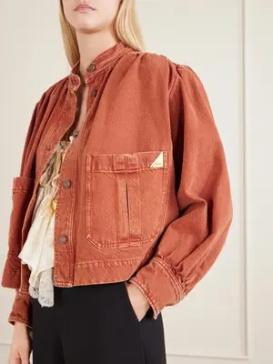 Chloé Logo-appliquéd Garment-dyed Denim Jacket