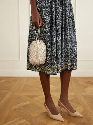 Savette Macrame Bead-embellished Leather Clutch
