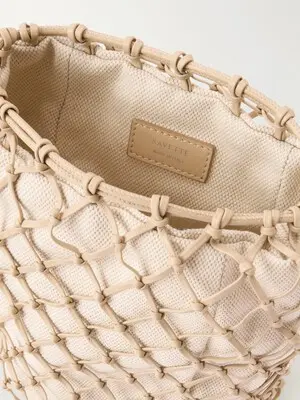 Savette Macrame Bead-embellished Leather Clutch - Neutrals