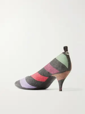 Versace Striped Denim Pumps - Multi