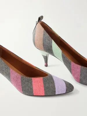 Versace Striped Denim Pumps - Multi