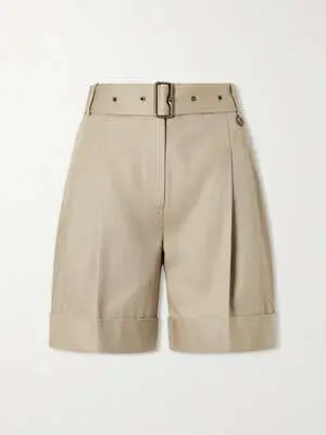 Burberry Belted Cotton-gabardine Shorts - Beige