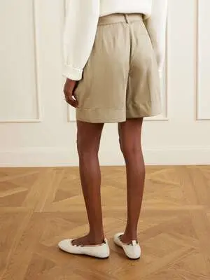 Burberry Belted Cotton-gabardine Shorts