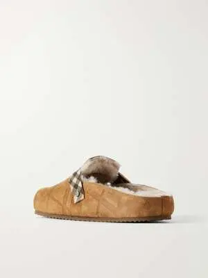 Burberry Shearling-trimmed Suede Clogs