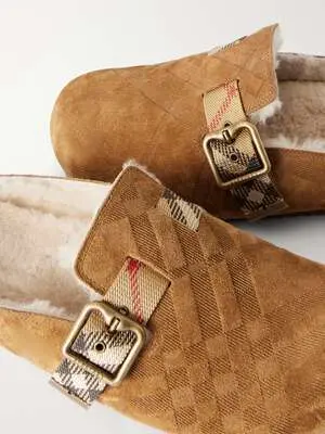 Burberry Shearling-trimmed Suede Clogs
