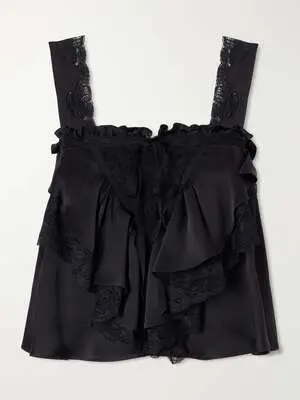 Chloé Lace-trimmed Silk-satin Cami - Black