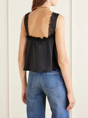Chloé Lace-trimmed Silk-satin Cami