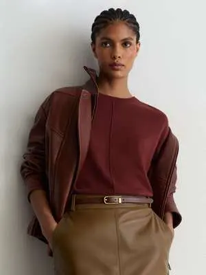 REISS Colette Wool-blend Reverse-seam Jumper With Cashmere