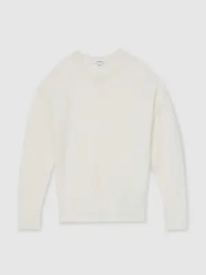 REISS Colette Wool-blend Reverse-seam Jumper With Cashmere - Ivory