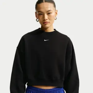 Nike Studio Fleece Weight Oversized Cropped Crew - Black