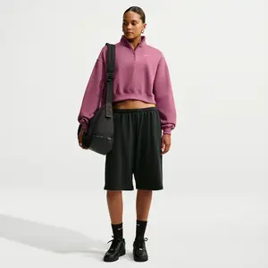 Nike Studio Fleece Medium Weight Oversized 1/4-zip Cropped Top