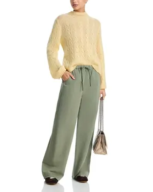 Guest In Residence Cable Knit Mock Neck Sweater