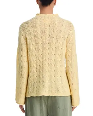 Guest In Residence Cable Knit Mock Neck Sweater