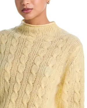 Guest In Residence Cable Knit Mock Neck Sweater