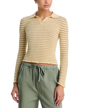 Guest In Residence Smocked Cashmere Polo Shirt - Butter/camel