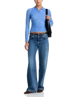 Guest In Residence Smocked Cashmere Polo Shirt - Delft Blue