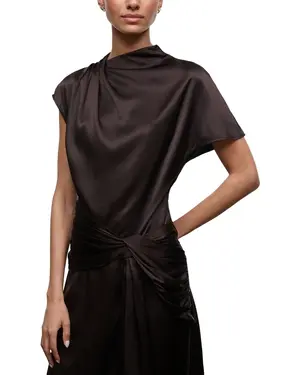 Staud Davina Silk Blend Dress - Earth