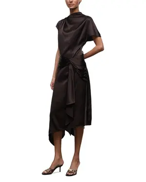 Staud Davina Silk Blend Dress - Earth