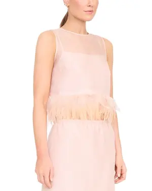 Staud Avi Feather Trim Top - Sandrose