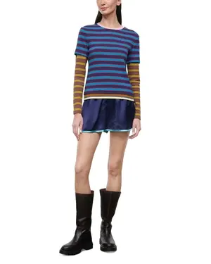 Staud Dillon Layered Look Tee - Potter Stripe Multi
