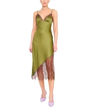 Staud Lara Silk Blend Dress - Pear