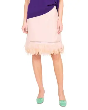 Staud Lara Silk Feather Skirt - Sandrose
