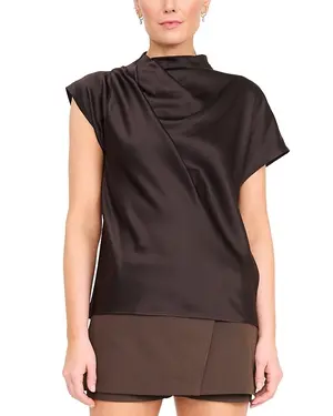 Staud Davina Silk Blend Top - Earth