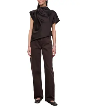 Staud Davina Silk Blend Top - Earth