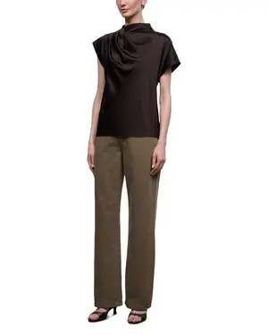 Staud Davina Silk Blend Top - Earth
