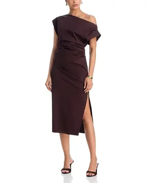 A.L.C. Nara Ruched Midi Dress - Ganache